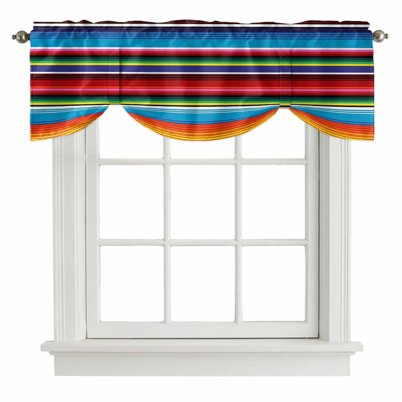 Abstract Stripes Tie Up Valance for Windows Colorful Classic Mexican ...