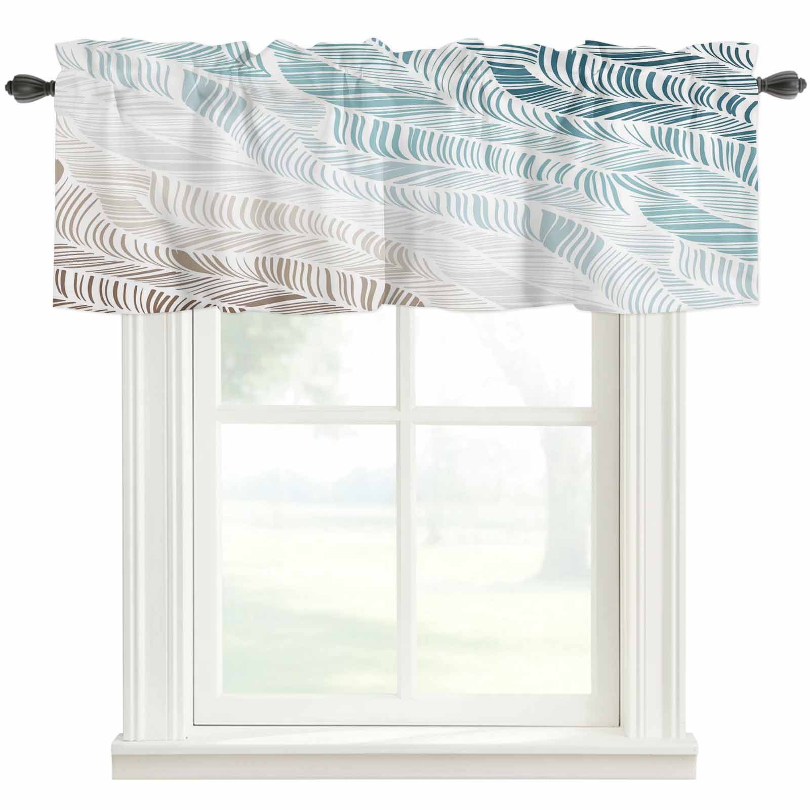 Abstract Stripes Valances for Windows Teal Brown Gradient Wavy Lines ...