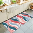 Abstract Stripes Washable Runner Rugs 2'x6', Geometric Curves Teal Blue ...