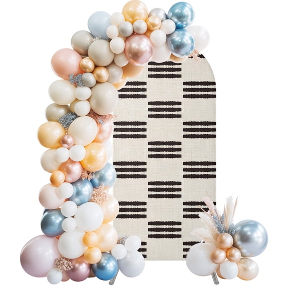 Abstract Stripes Wedding Arch Cover 6.6FT Black Farmhouse Horizontal ...