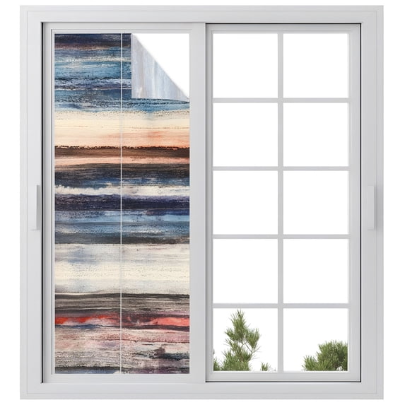 Abstract Stripes Window Privacy Film Coastal Blue Beige Purple Red ...