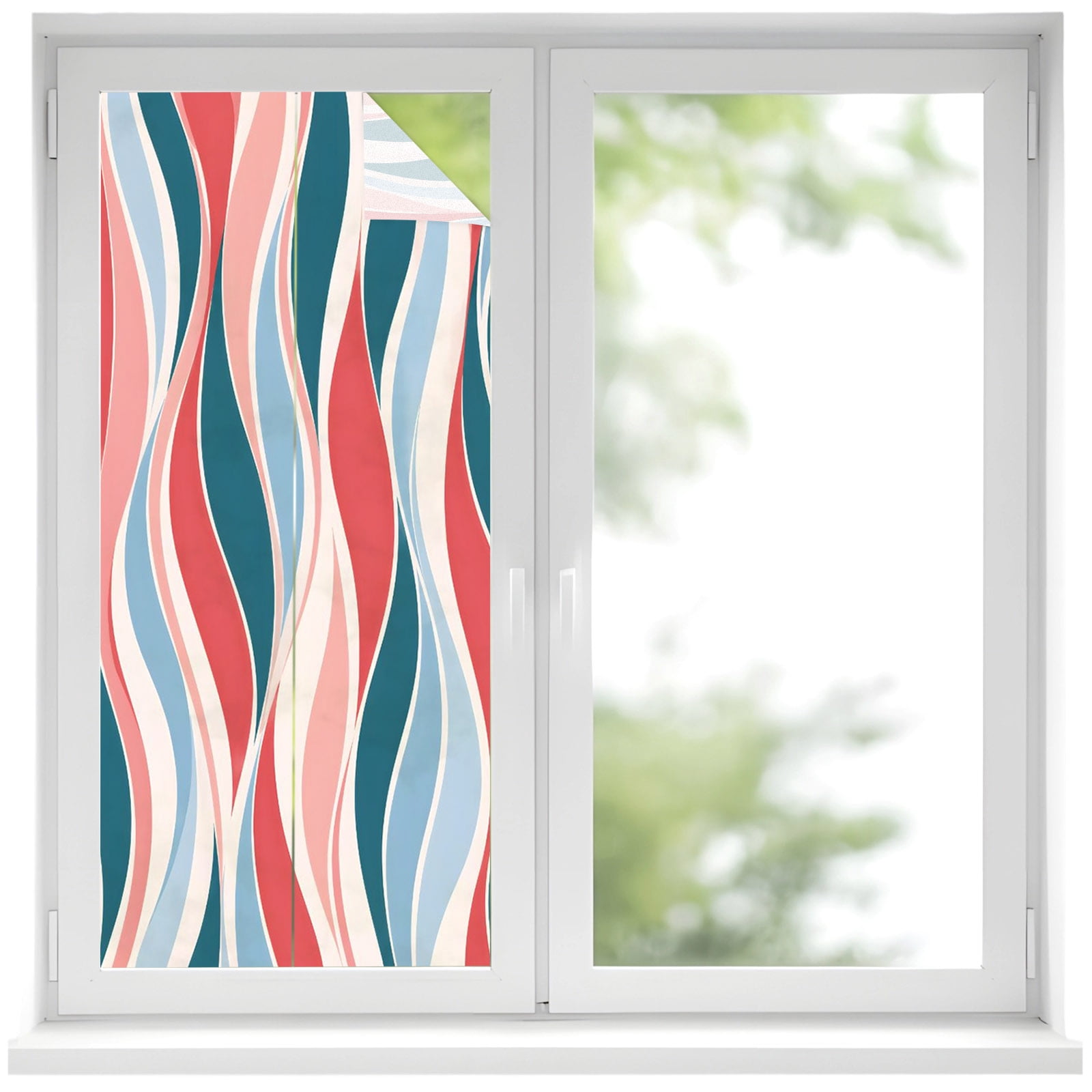 Abstract Stripes Window Privacy Film Geometric Curves Teal Blue Red ...