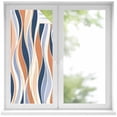 Abstract Stripes Window Privacy Film Geometric Orange Navy Blue Fluid ...