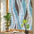 Abstract Stripes Window Privacy Film, Geometric Taupe Blue Fluid ...