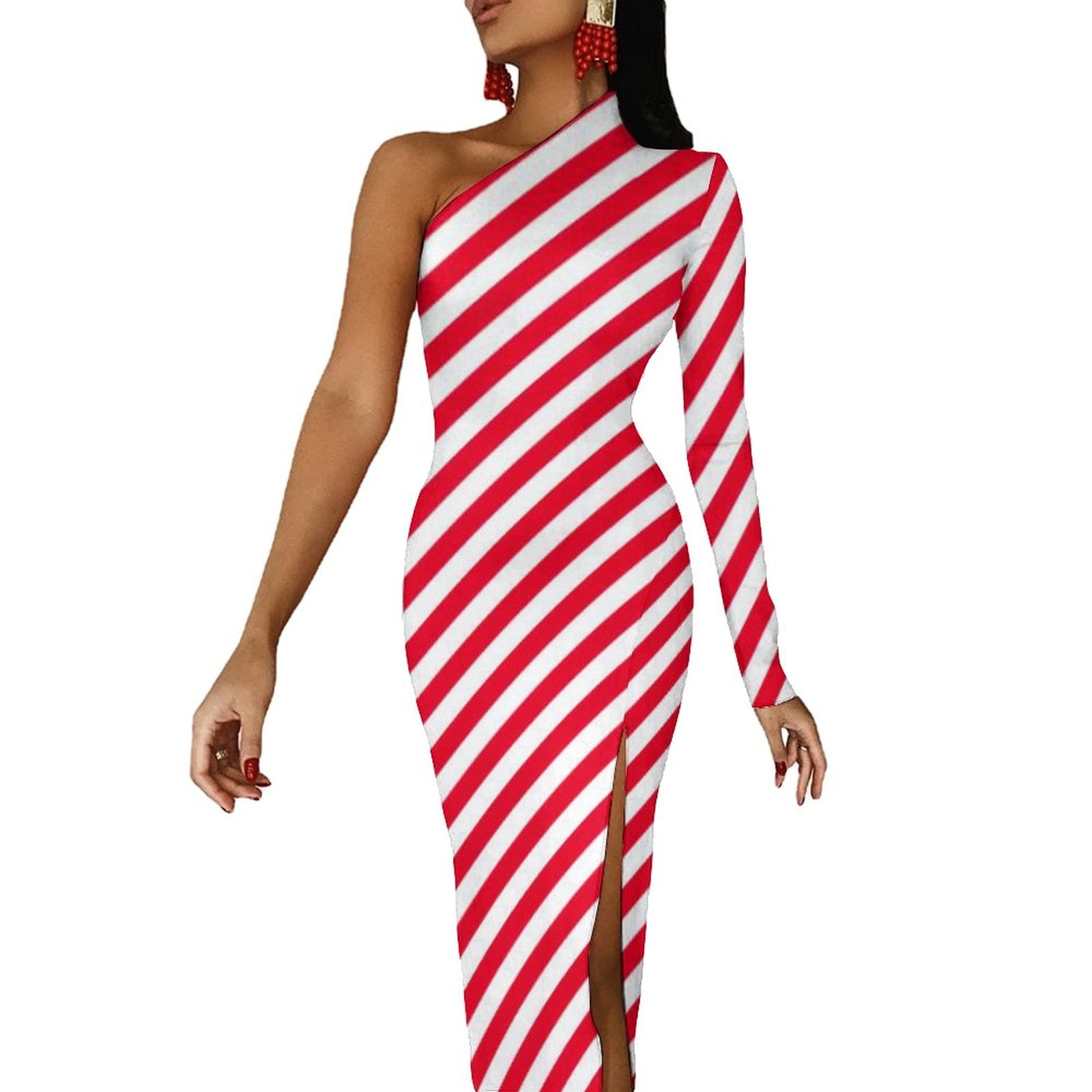Abstract Stripped Design Bodycon Dress Womens Black White Stripes Club ...