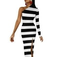 Abstract Stripped Design Bodycon Dress Womens Black White Stripes Club ...