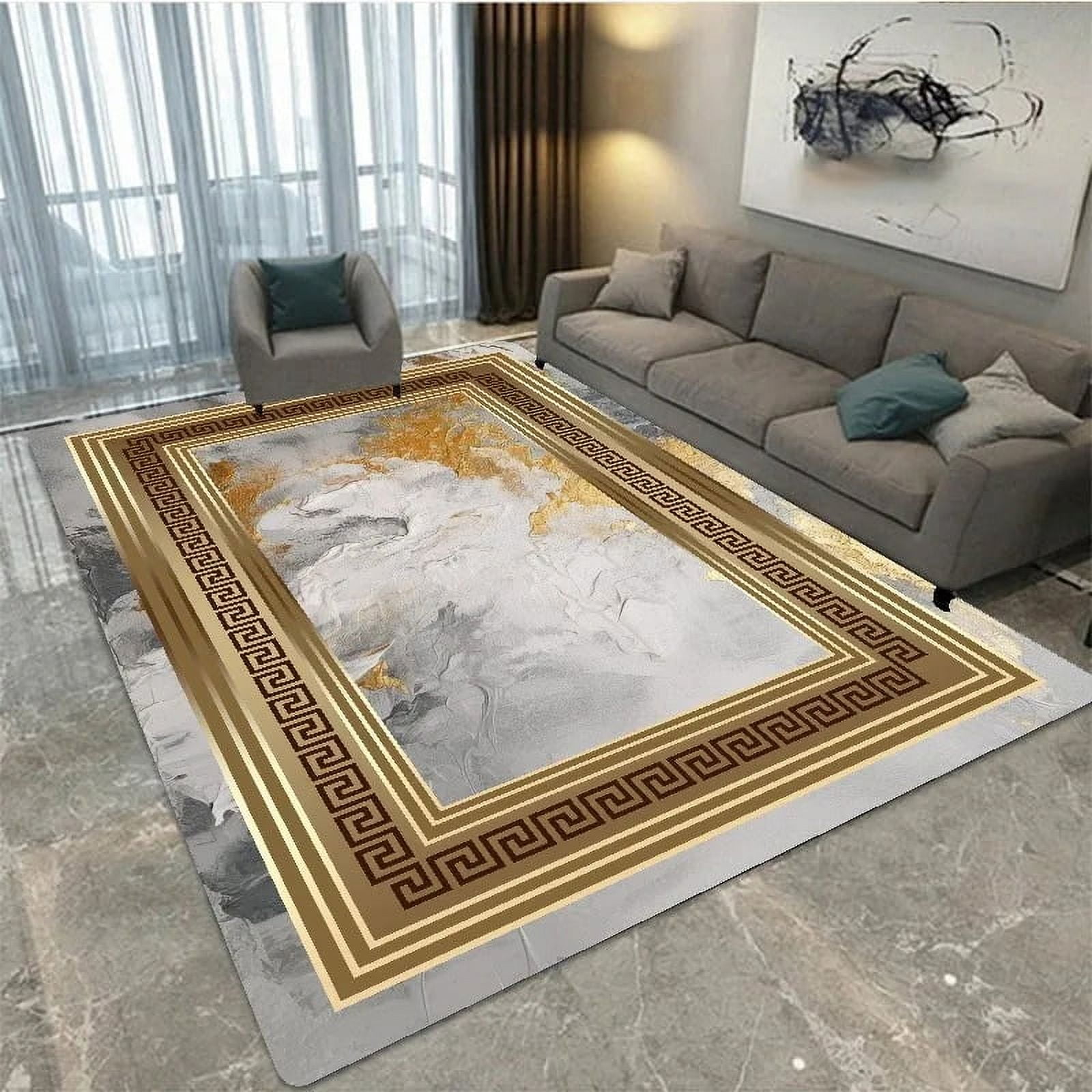 Abstract Style Carpet for Living Room Gloden Decoration Home Dressing ...