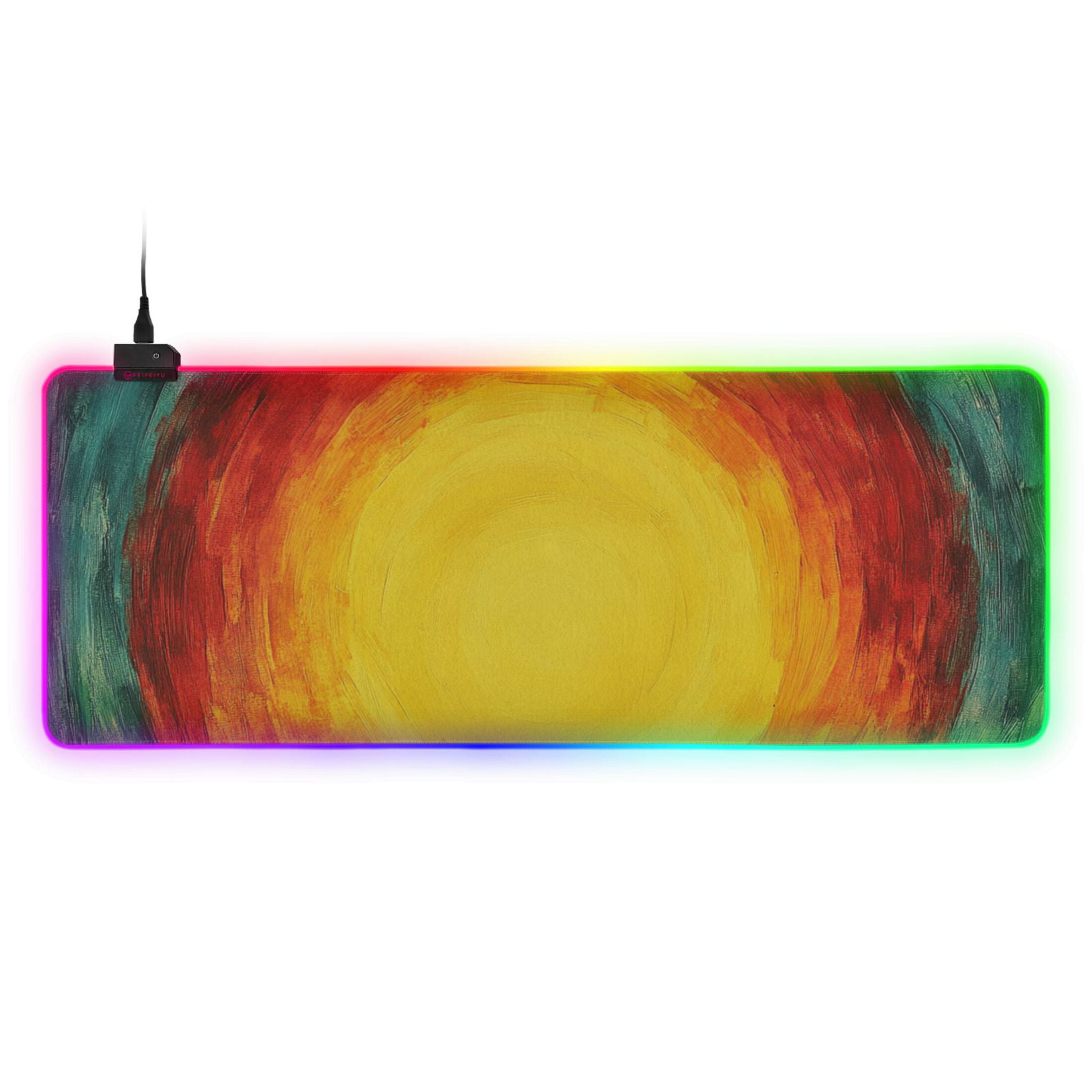Abstract Style Huge Sunset RGB Gaming Mouse Pad Large Keyboard Mat ...