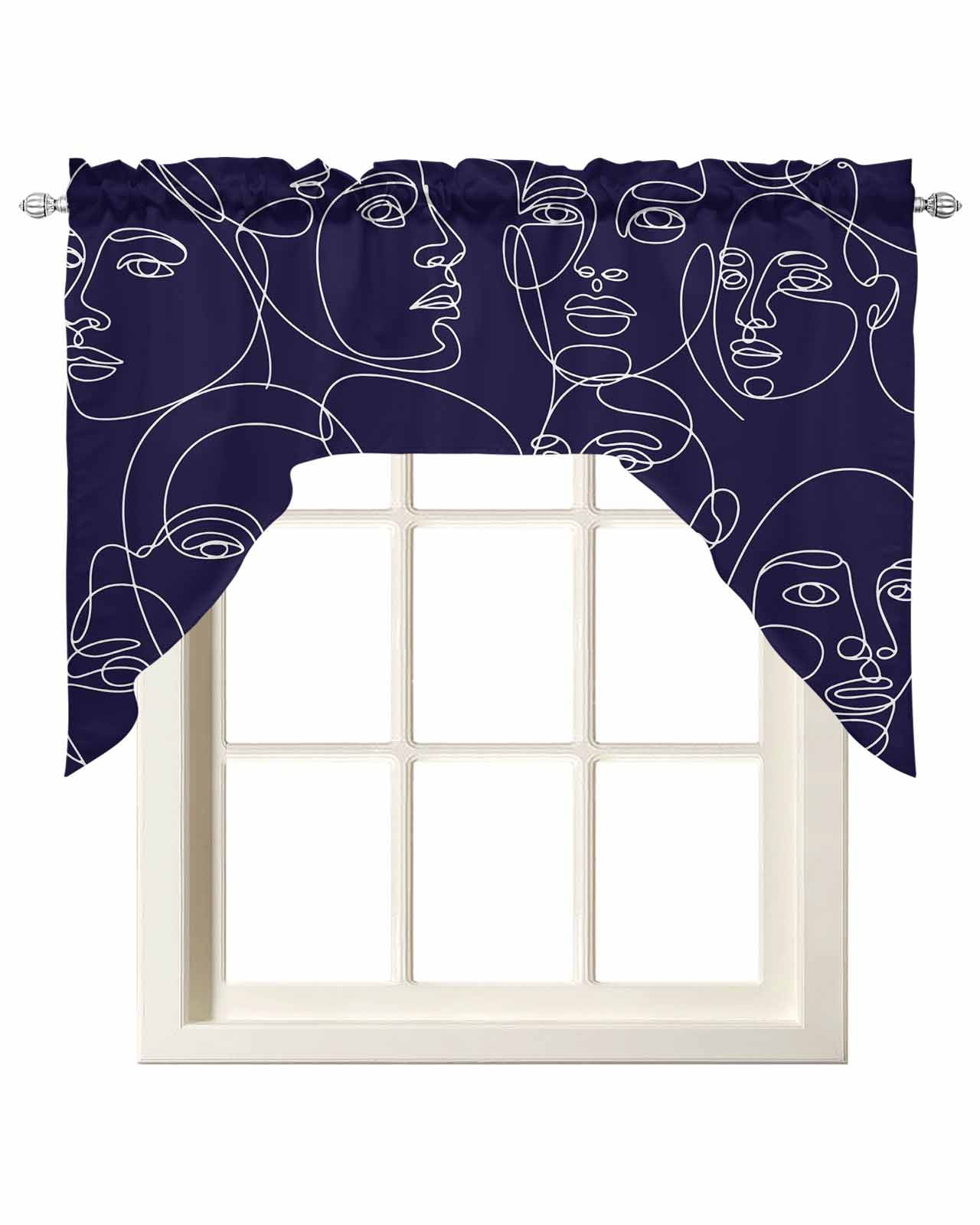Abstract Style Kitchen Swag Valances for Windows, Face Line Modern ...