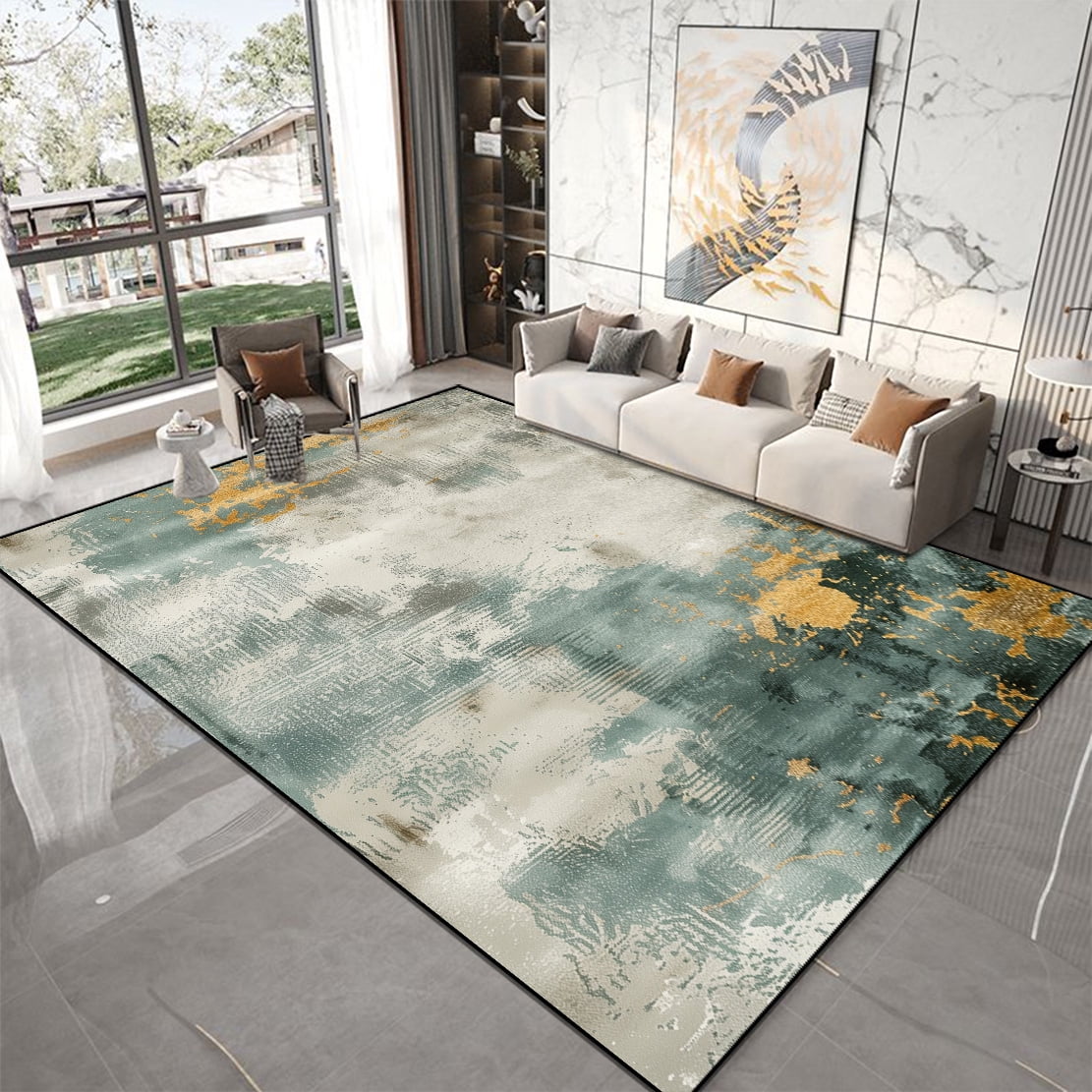 Abstract Style Living Room Carpet Home ration Easy Clean Sofa Table ...