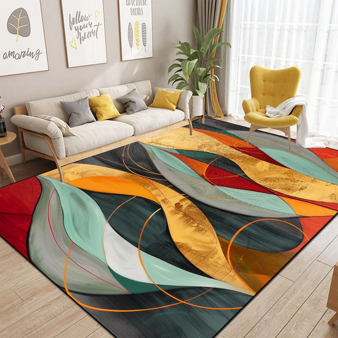 Abstract Style Living Room Carpet Nordic r Sofa Ins Color Rugs for ...