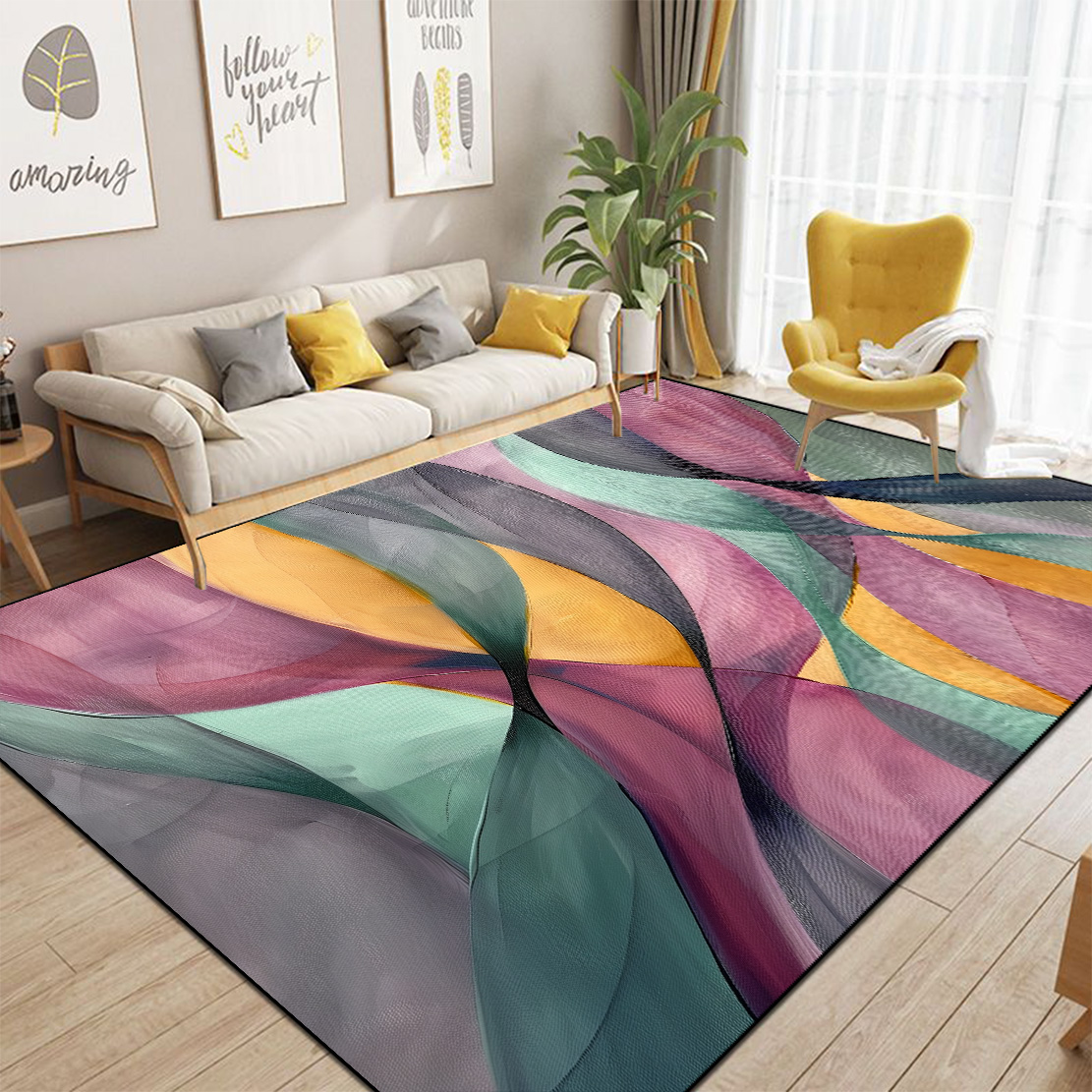 Abstract Style Living Room Carpet Nordic r Sofa Ins Color Rugs for ...
