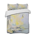 Abstract Style Quilts Bedding Set King Size Yellow Grey Gradient Oil ...