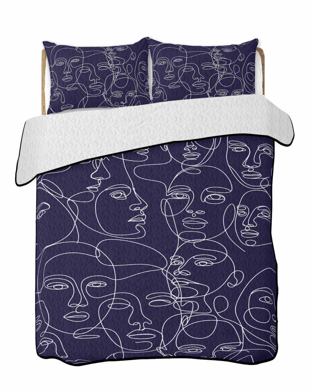 Abstract Style Quilts Bedding Set Twin Size Blue Modern Simple ...