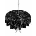 Abstract Style Round Outdoor Tablecloth with Umbrella Hole Black Modern ...