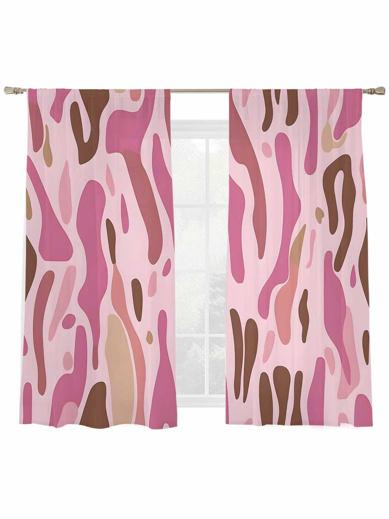 Abstract Style Sheer Curtains for Living Room Bedroom, Light-filtering ...