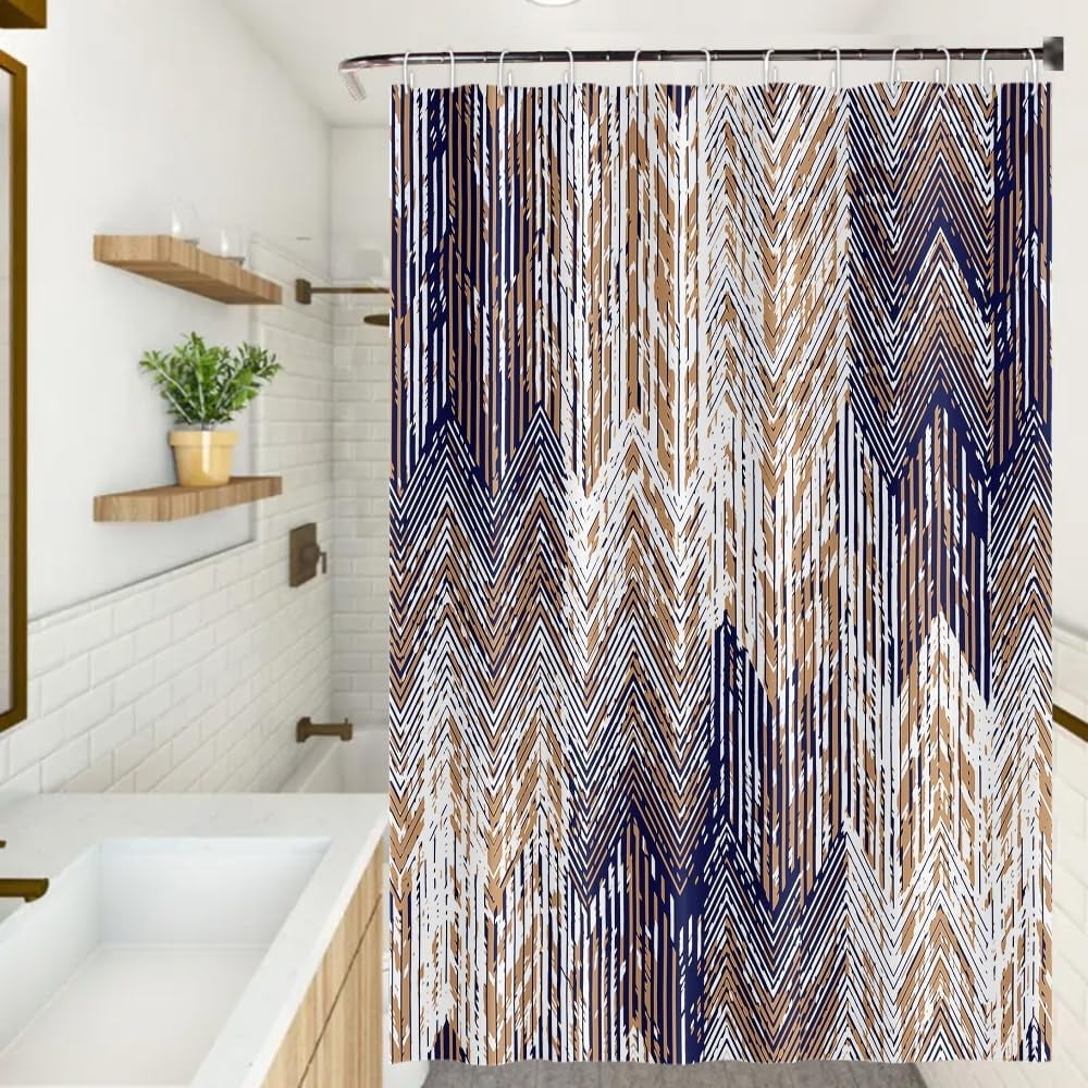 Abstract Style Shower Curtain Grunge Old Blue Brown Arrow Geometric ...