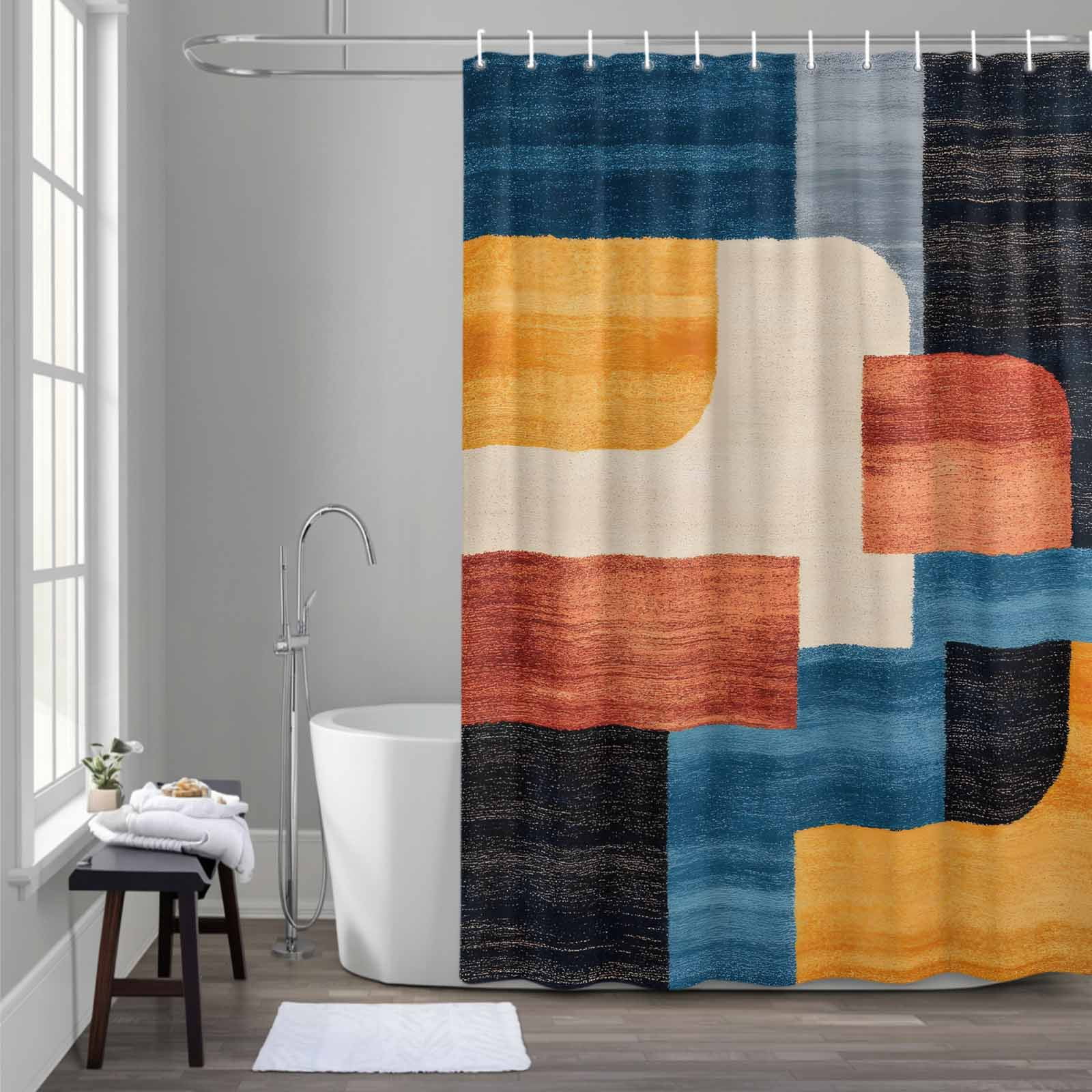 Abstract Style Shower Curtain for Bathroom Decor, Multi Color Square ...