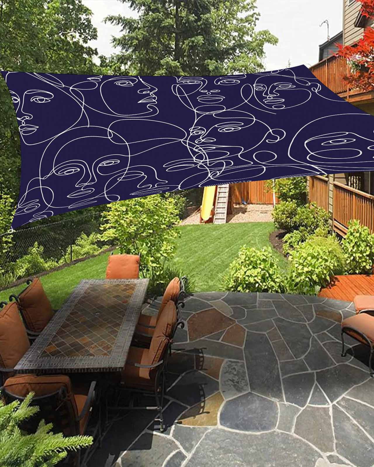 Abstract Style Sun Shade Sail 12'X16' Blue Modern Simple Character Line ...