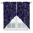Abstract Style Swag Curtains Face Line Modern Character Art Navy Blue ...