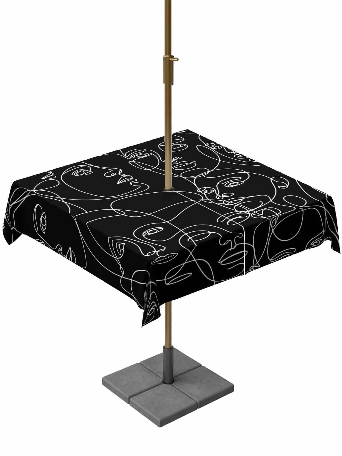 Abstract Style Table Cloth Rectangle Outdoor Tablecloth, Black Face ...