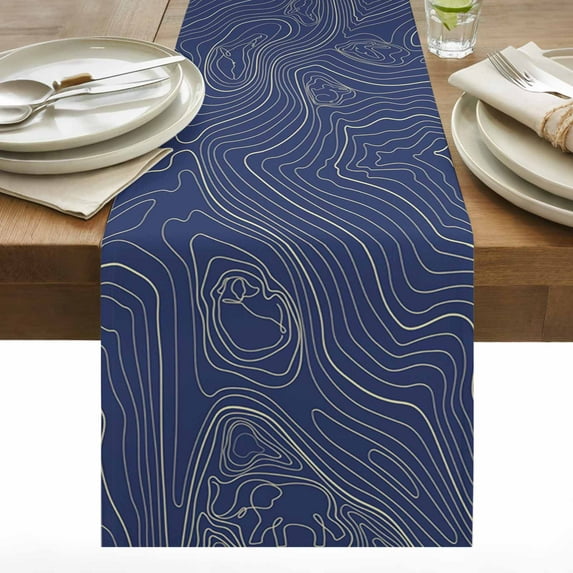Abstract Style Table Runner 13x36 inch Purple Simple Line Mountain ...