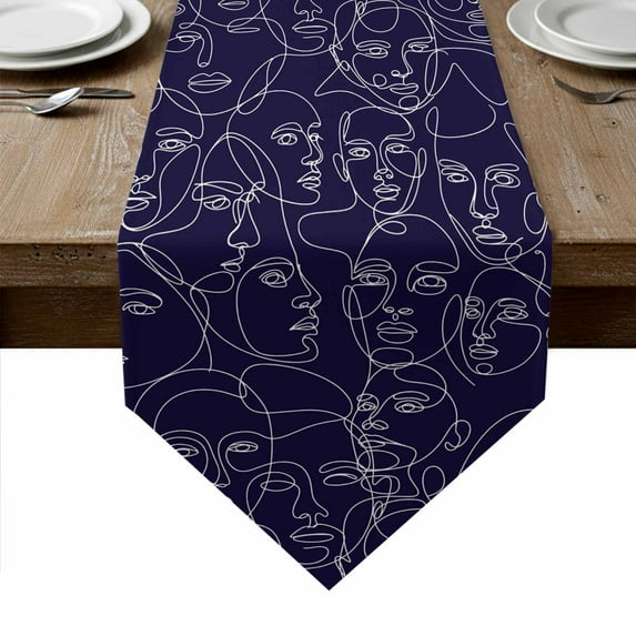 Abstract Style Table Runner Linen Burlap Table Runner 72 Inches Long ...