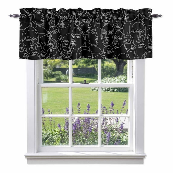 Abstract Style Valances for Windows, Black Modern Simple Character Line ...