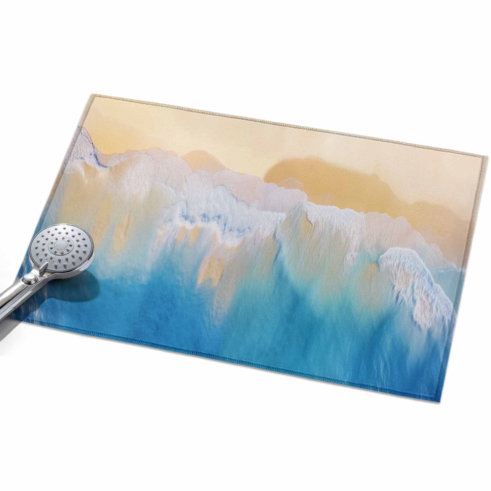 Abstract Summer Area Rugs 2x3ft Blue Ocean Beach and Wave Floor Rug Non ...