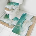 Abstract Summer Bathroom Rugs Set Green Ocean Beach Blue Wave Non Slip ...