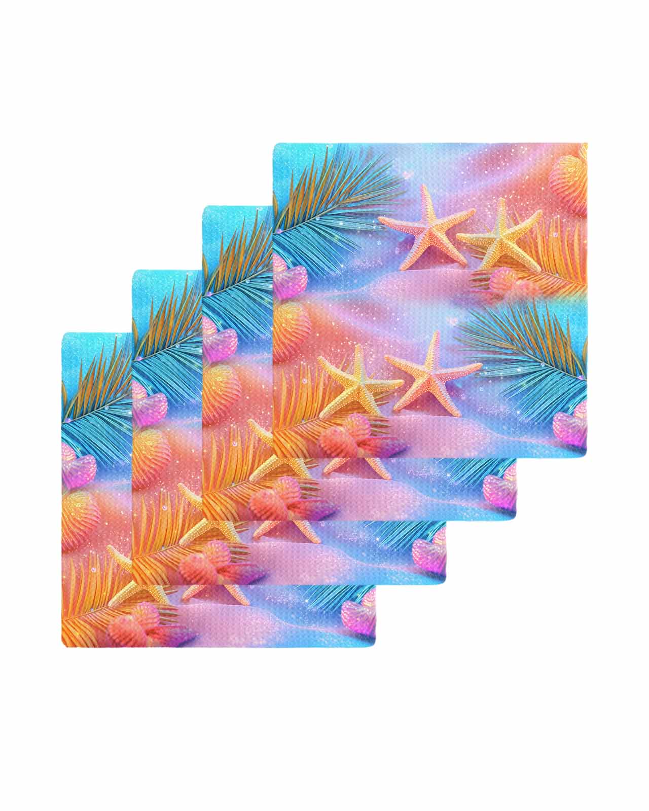 Abstract Summer Beach Kitchen Dish Towels for Drying Dishes Set of 4 ...