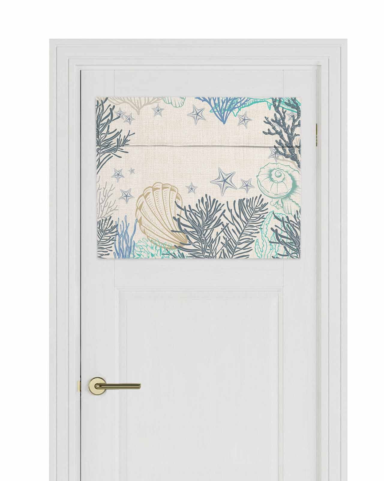Abstract Summer Coral French Door Curtain Privacy Blackout Door ...