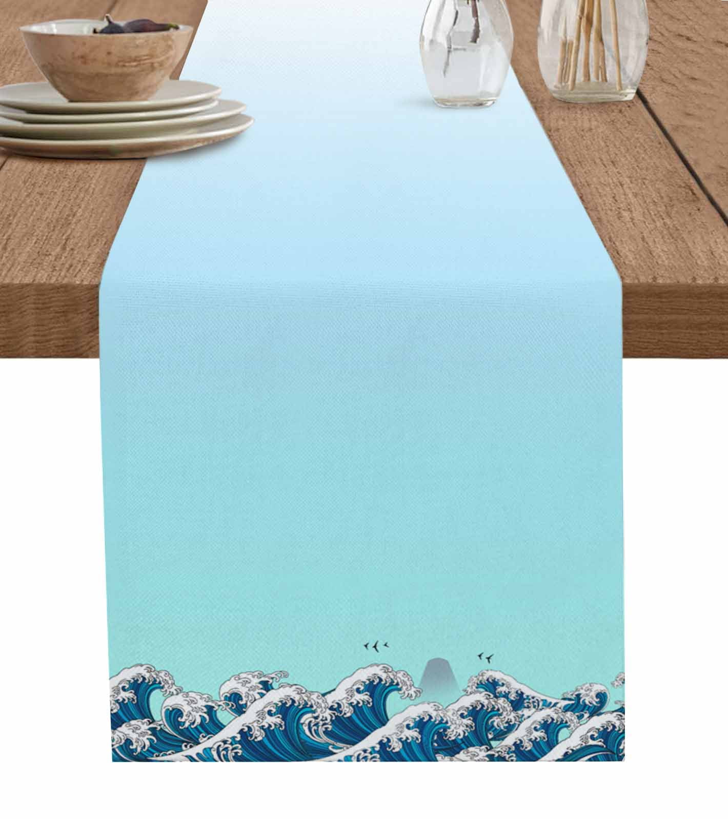 Abstract Summer Gradient Of Ocean Waves Table Runners For Dining Room ...