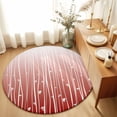 Abstract Summer Leaves Branch on Red Round Rug 3ft Watercolor Plant ...