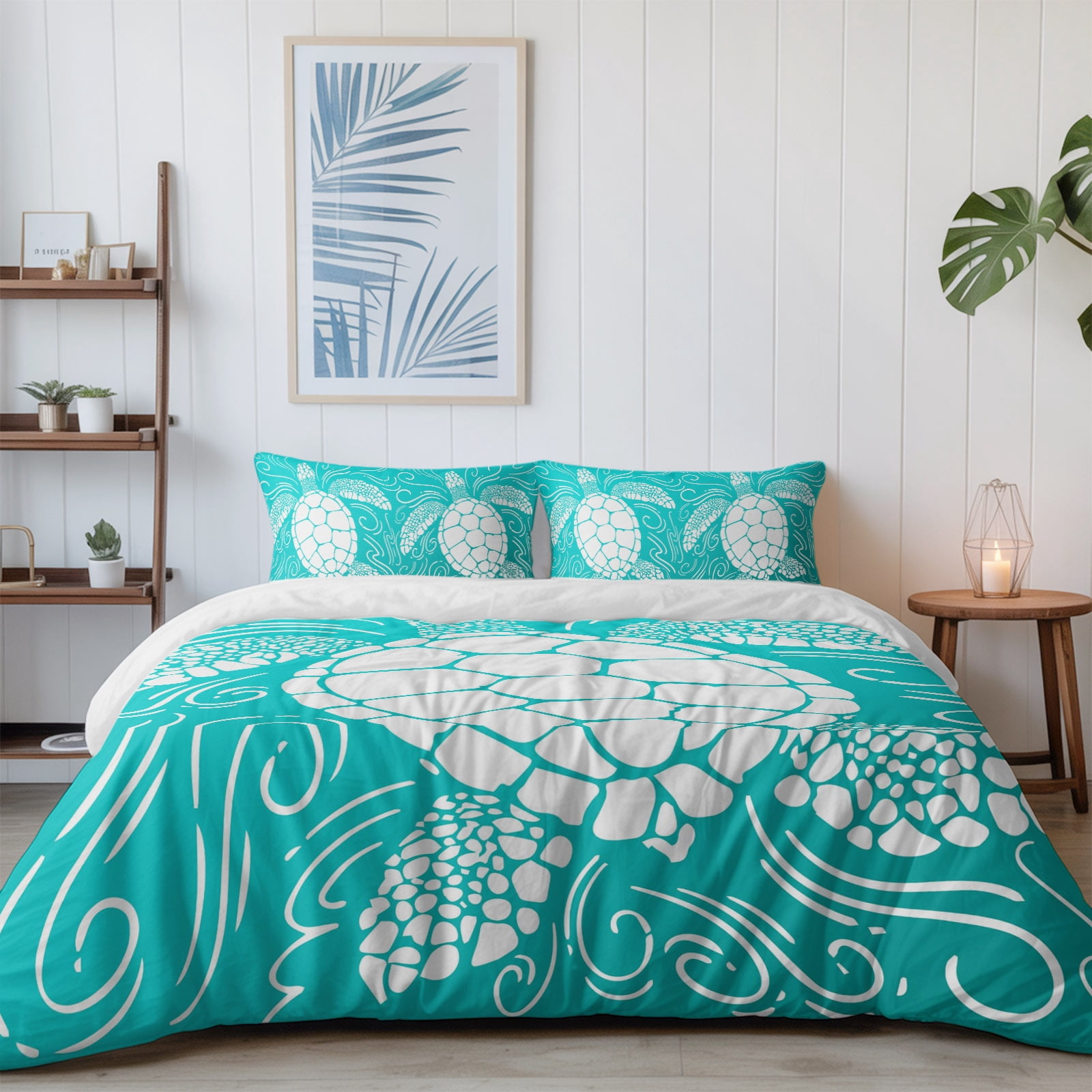 Abstract Summer Sea Turtle California King Size Bed Set,Ocean Creature ...