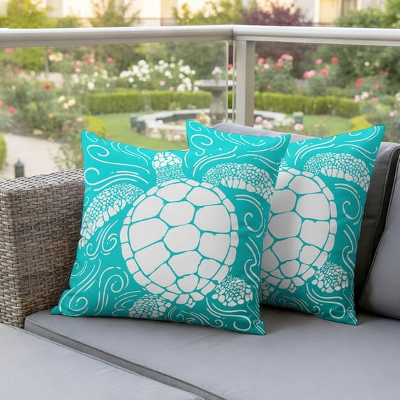 Abstract Summer Sea Turtle Waterproof Throw Pillow Covers Set of 2 ...