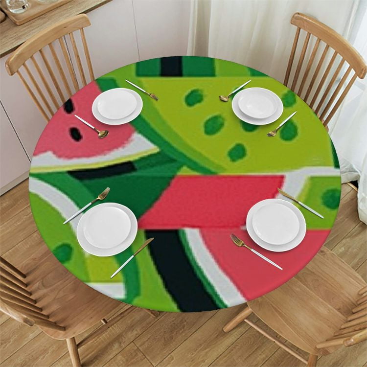 Abstract Summer Watermelon Round Fitted Tablecloth Elastic Edge ...