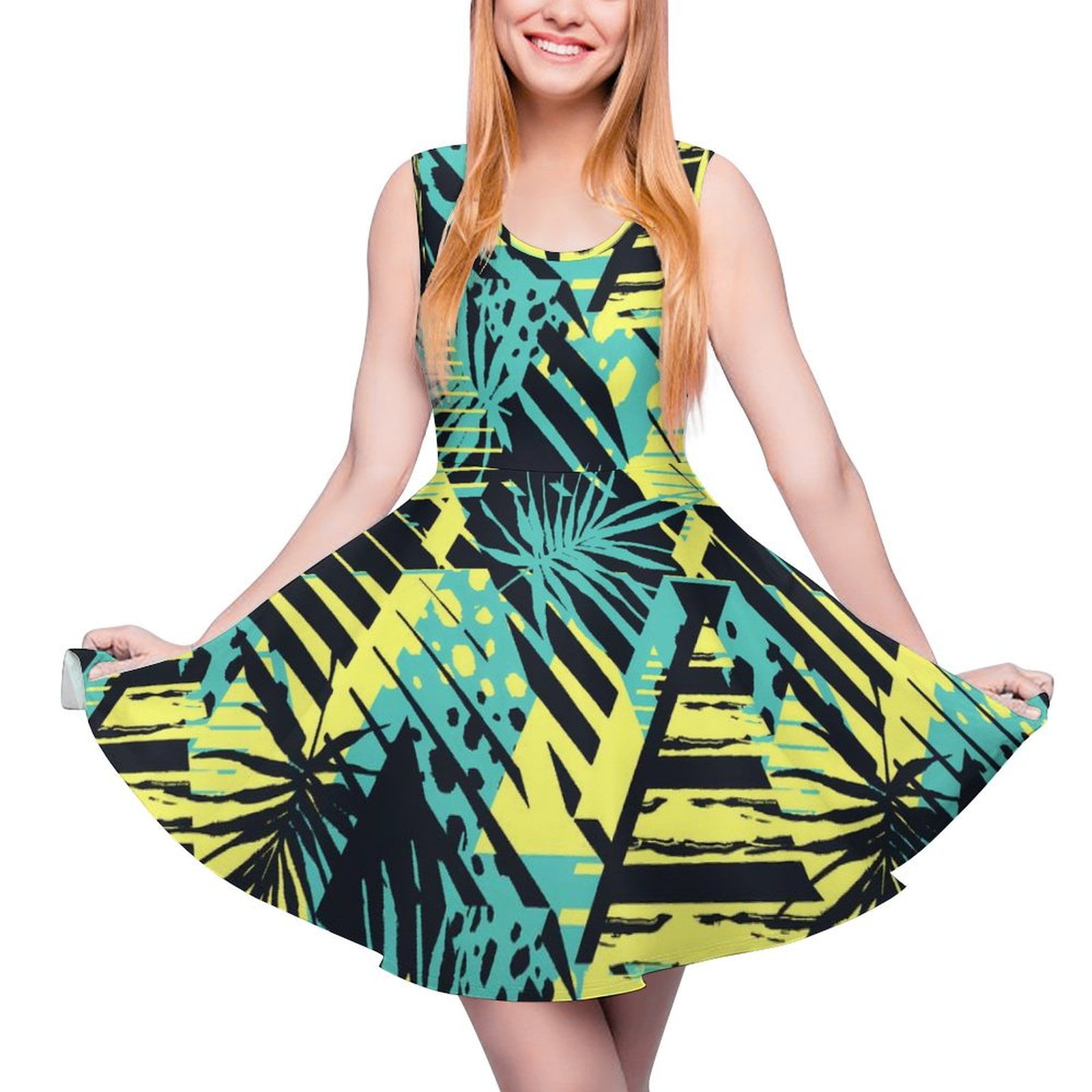 Abstract Sun And Moon Dress Kawaii Dresses High Waist Aesthetic Custom ...
