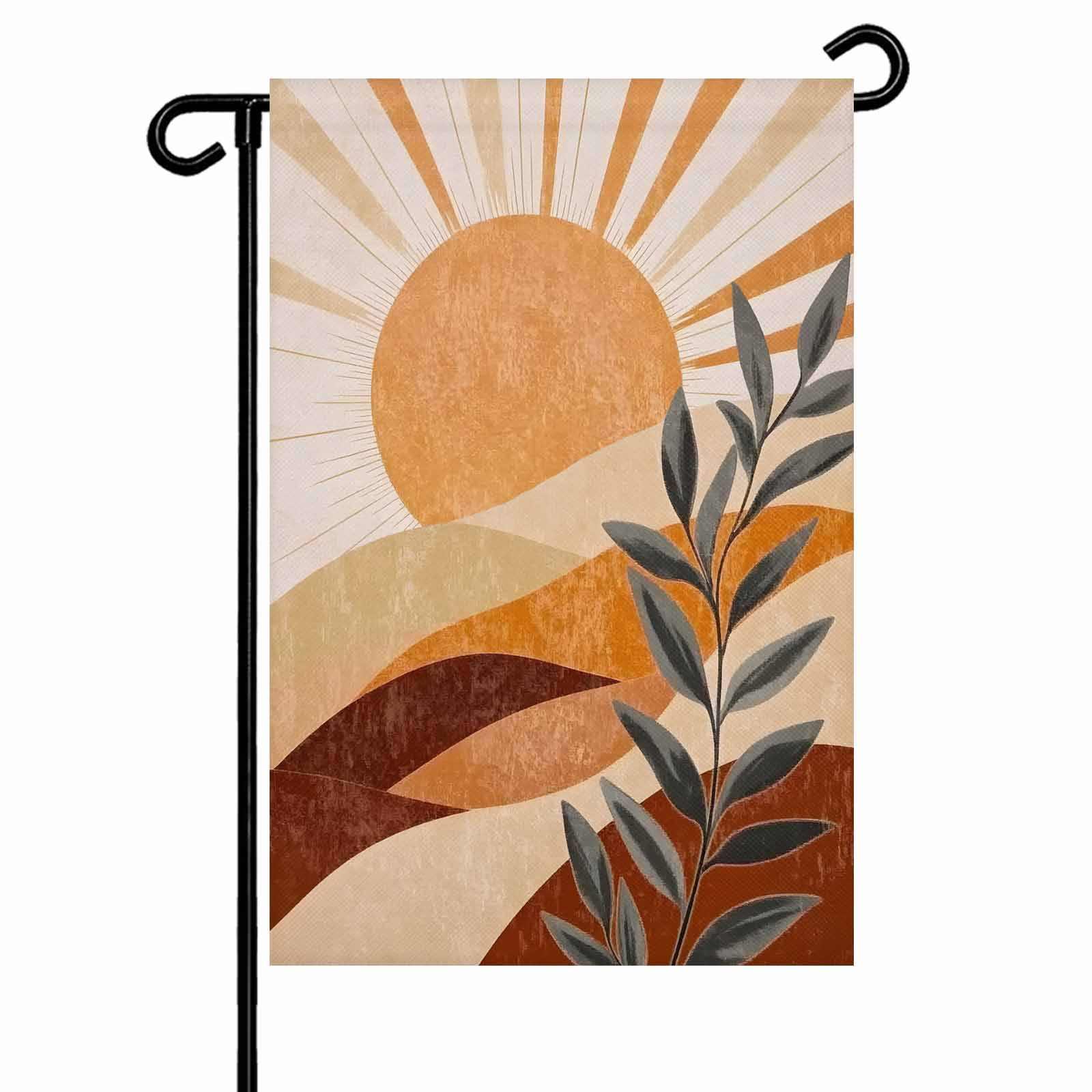 Abstract Sun Garden Flag 12x18 Inch Leaf Mountain Double Sided Small ...