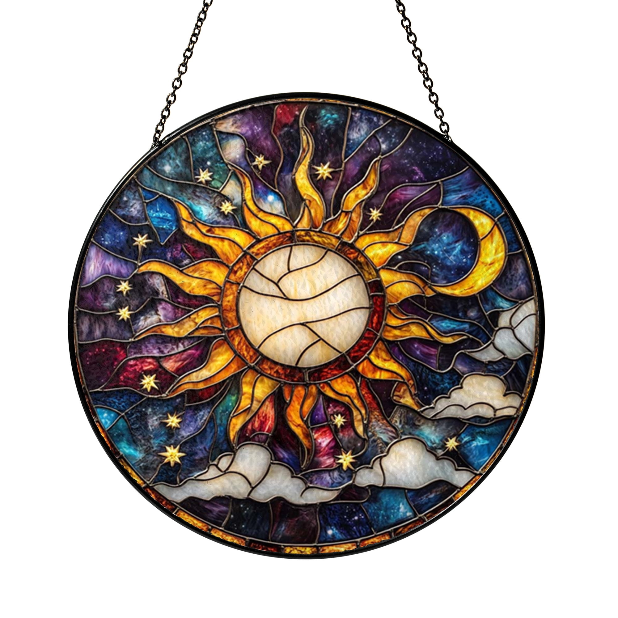 Abstract Sun Moon Acrylic Glass Suncatcher Window Decor, Stained Glass ...