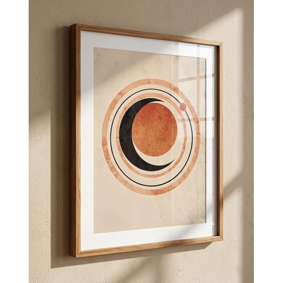 Abstract Sun Moon Japandi Celestial Sketch Mid-Century Modern ...
