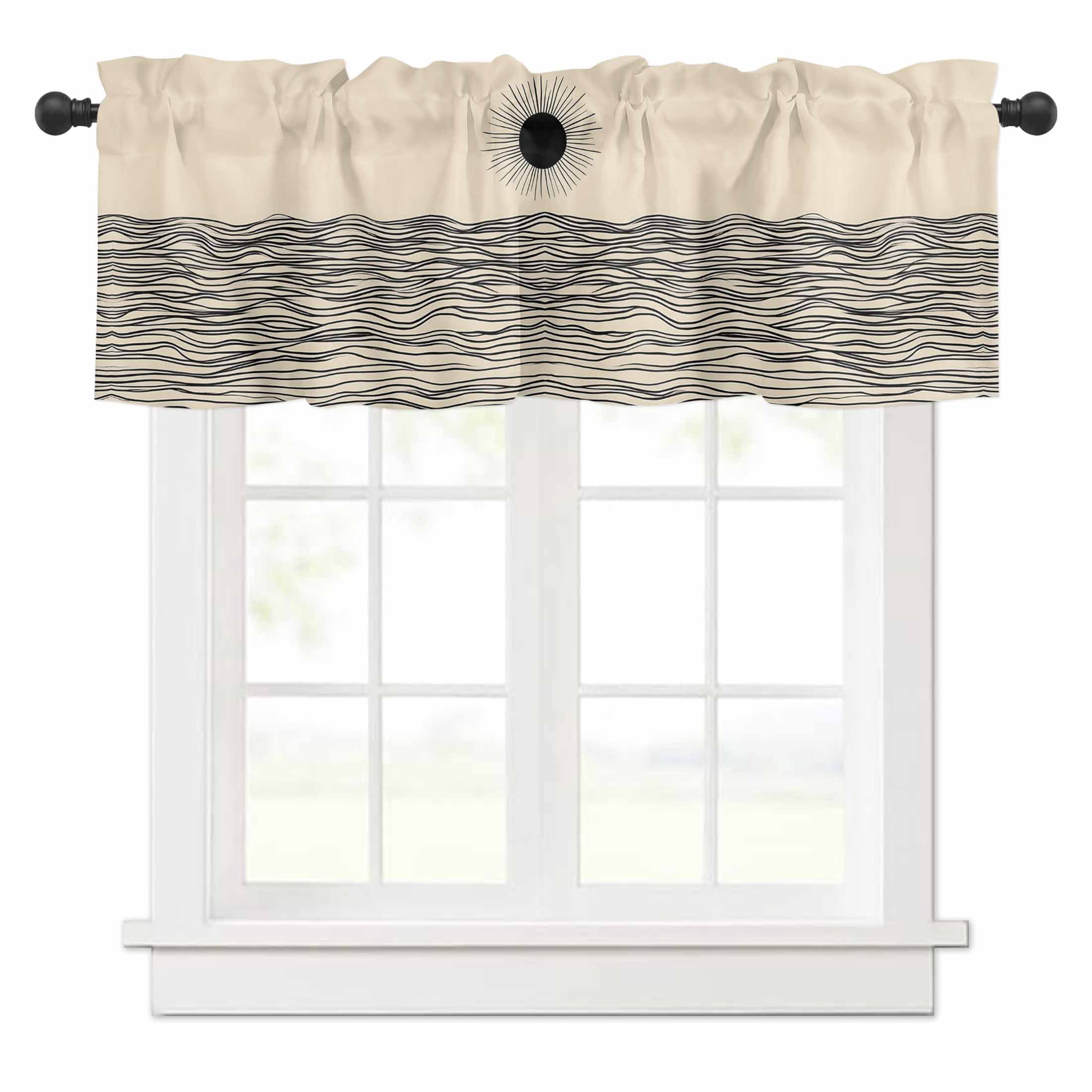 Abstract Sun Ocean Valances for Windows Modern Art Rod Pocket Curtain ...