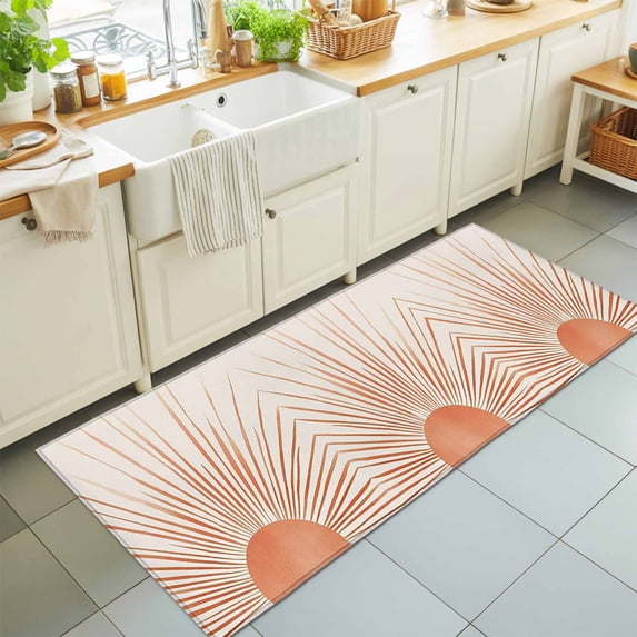 Abstract Sun Orange Stripe Rectangle Area Rug 2x6ft,Living Room Rug Non ...