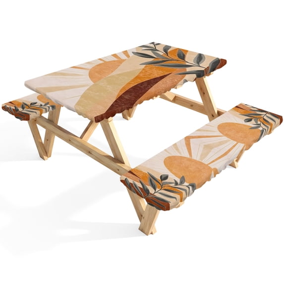 Abstract Sun Picnic Table Cover with Bench Covers Leaf Mountain ...