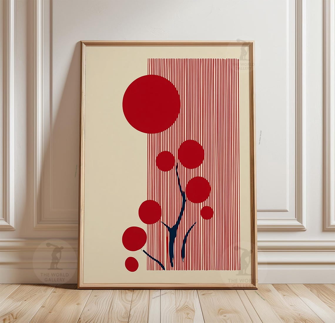 Abstract Sun Poster Minimal Geometric Wall Art Modern Boho Red Line ...