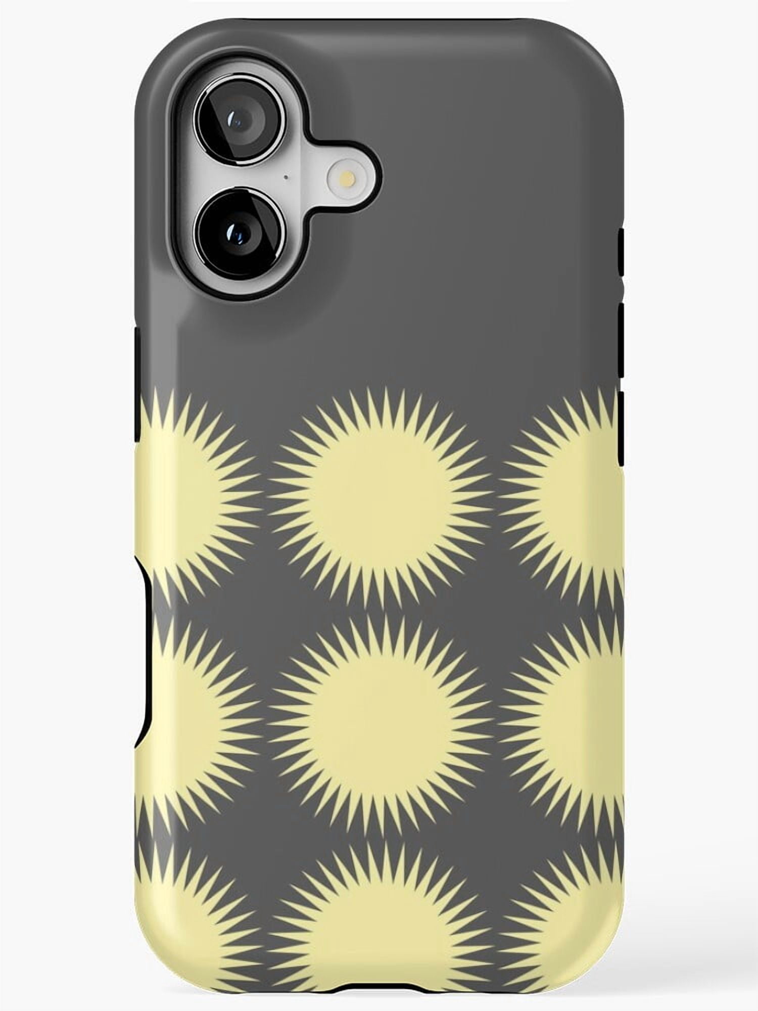 Abstract Sun Puffs Half Pattern Grey iPhone Case 11 12 13 14 15 16 17 ...