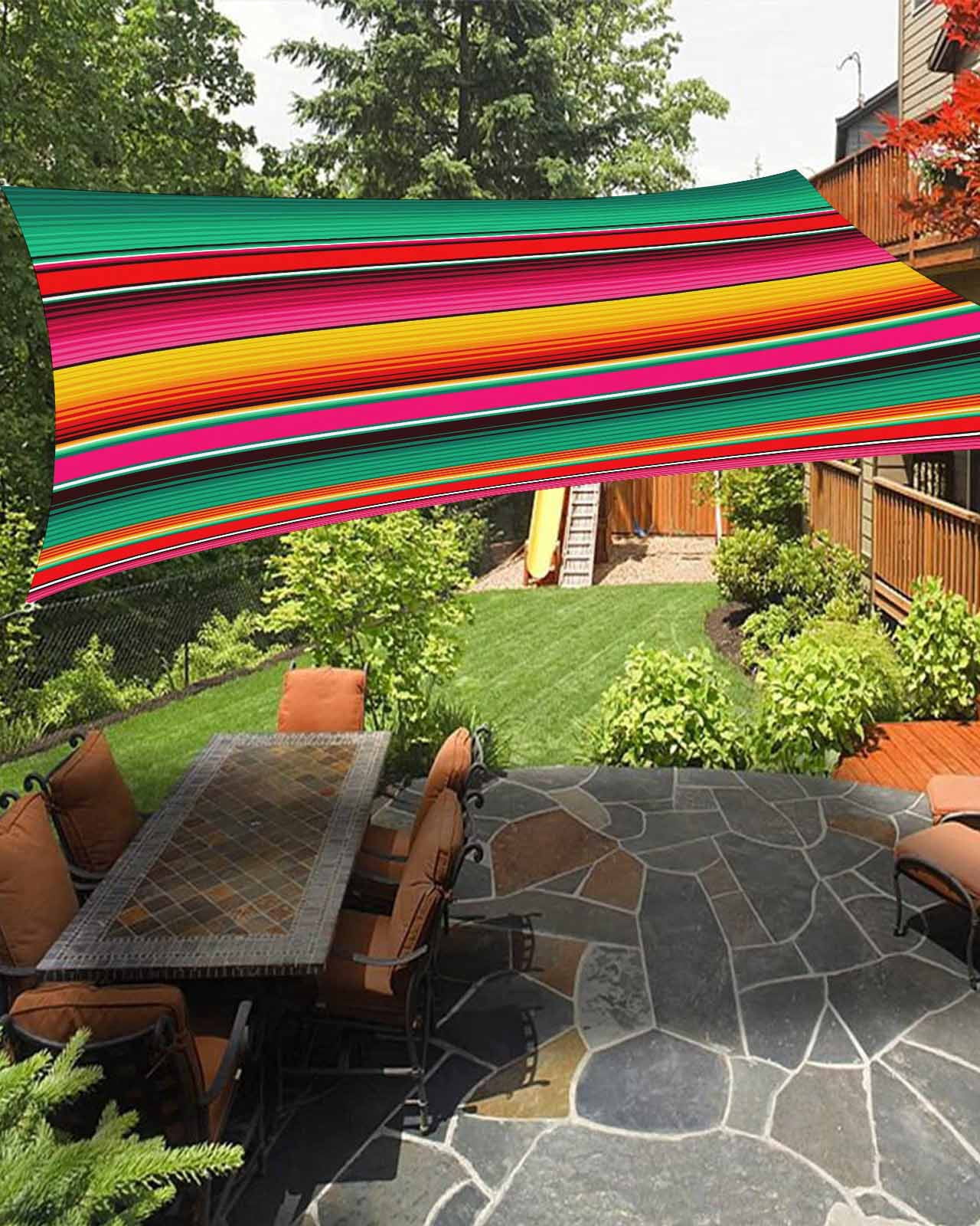 Abstract Sun Shade Sail 12'X16' Colorful Mexican Stripe Green Red ...