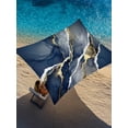 Abstract Sun Shade Sail 12' x 16', Blue Ink Gold Foiling Ocean Waves ...