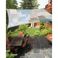 Abstract Sun Shade Sail 14'X18' Beige Blue Plaid Oil Painting Color ...