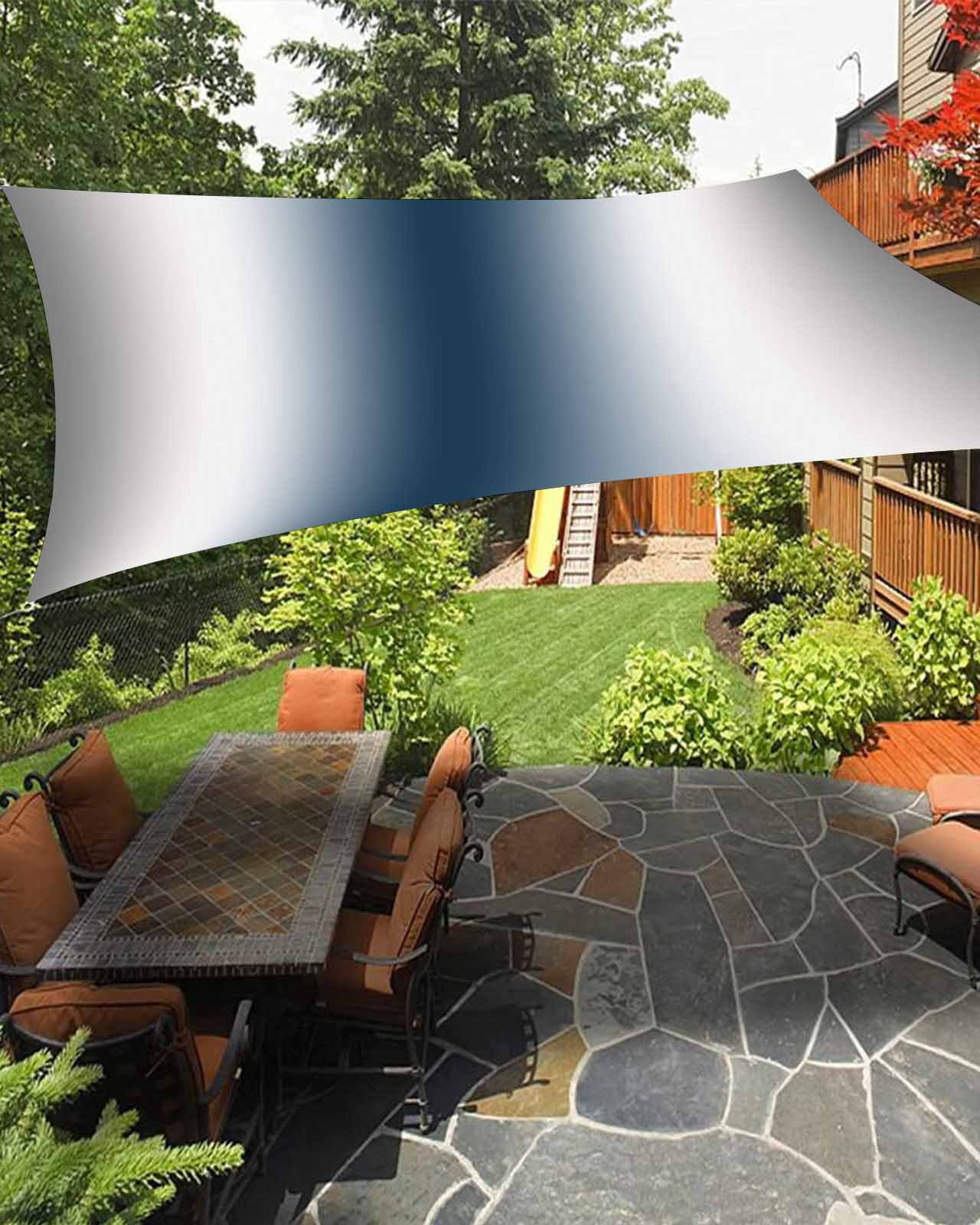 Abstract Sun Shade Sail 14'X18' Dark Gray Dark Blue Gradient Ombre UV ...